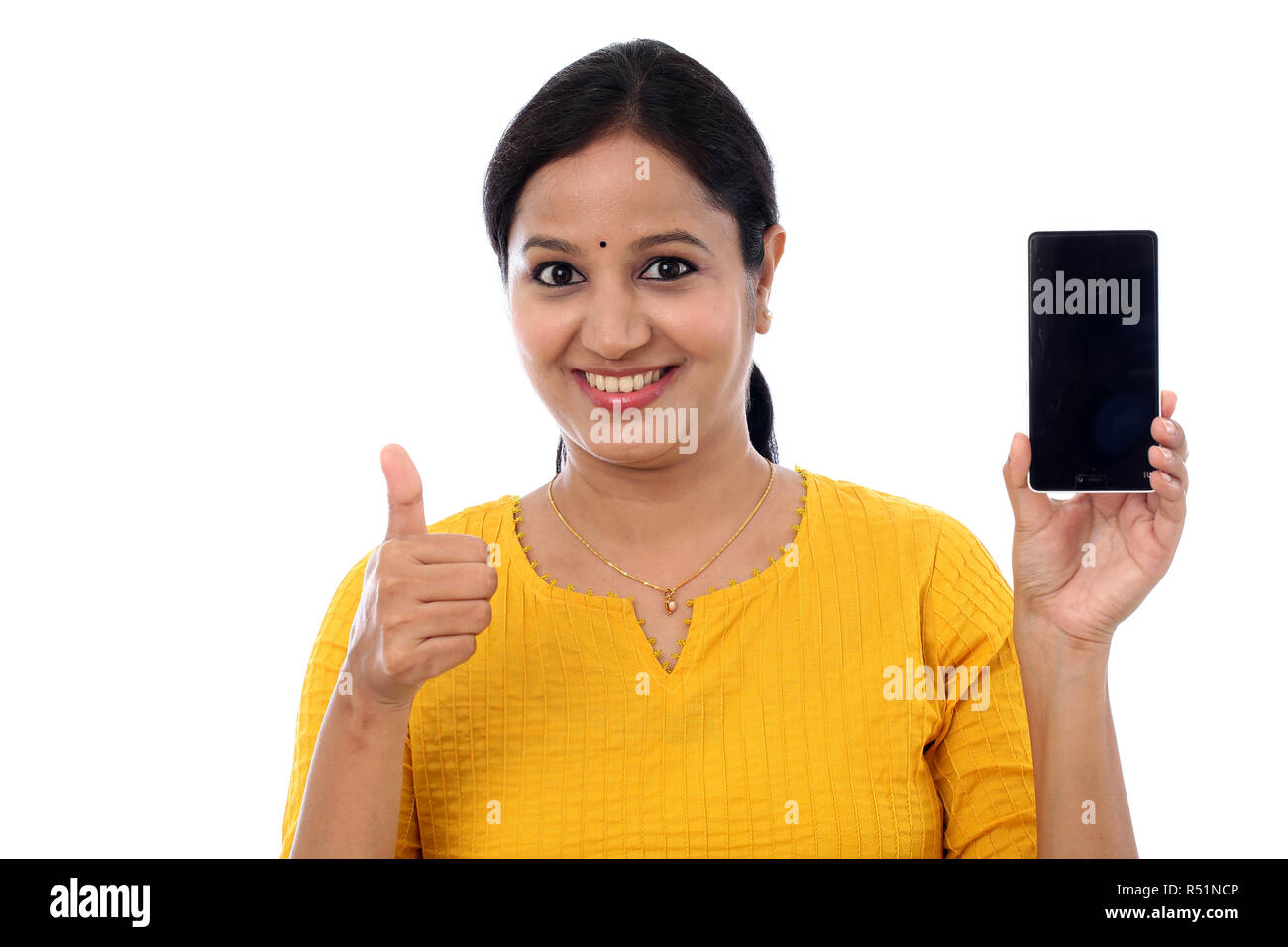 Person showing thumbs up with mobile hi-res stock photography and ...