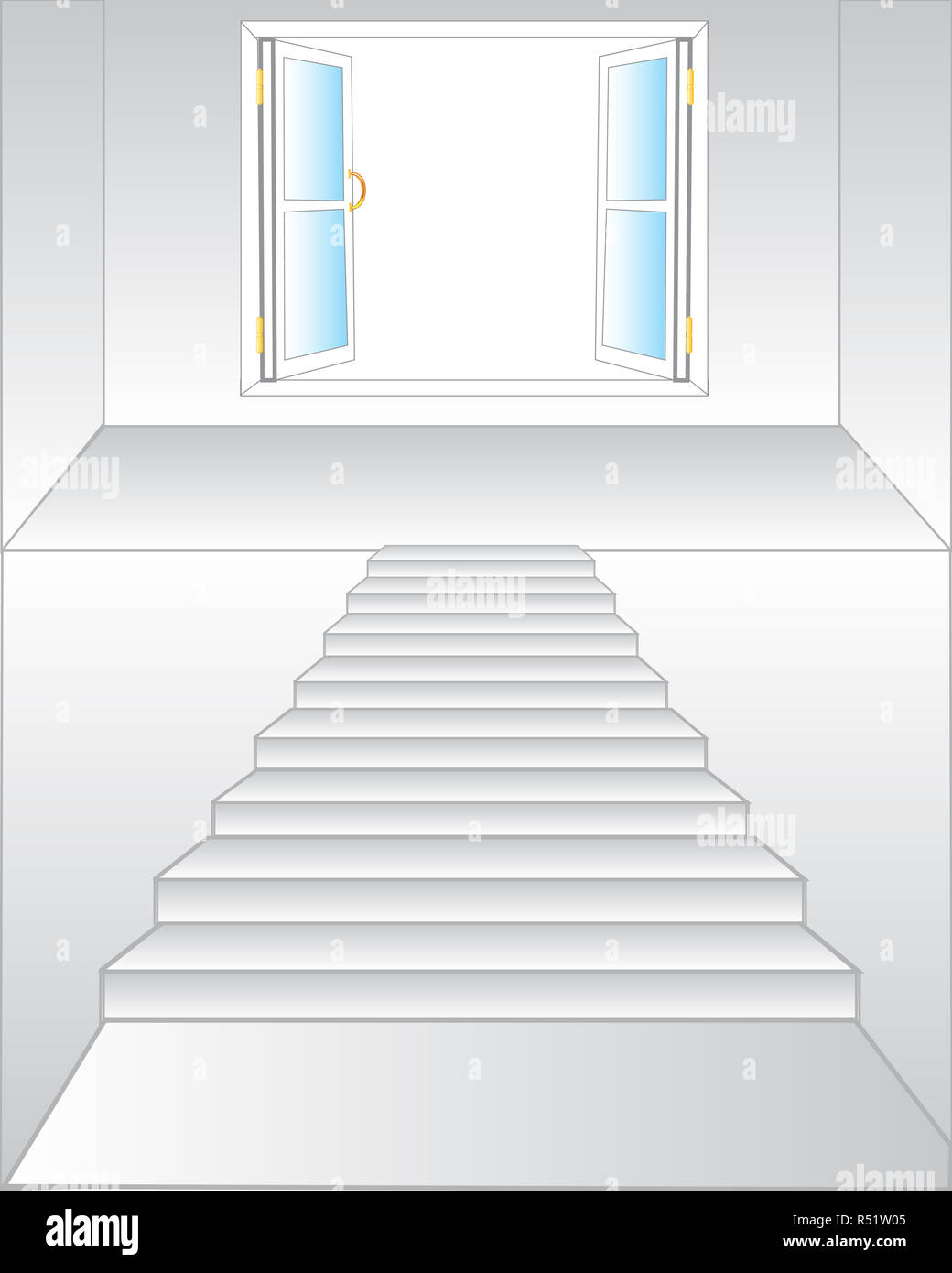 Stairway to window Stock Photo - Alamy