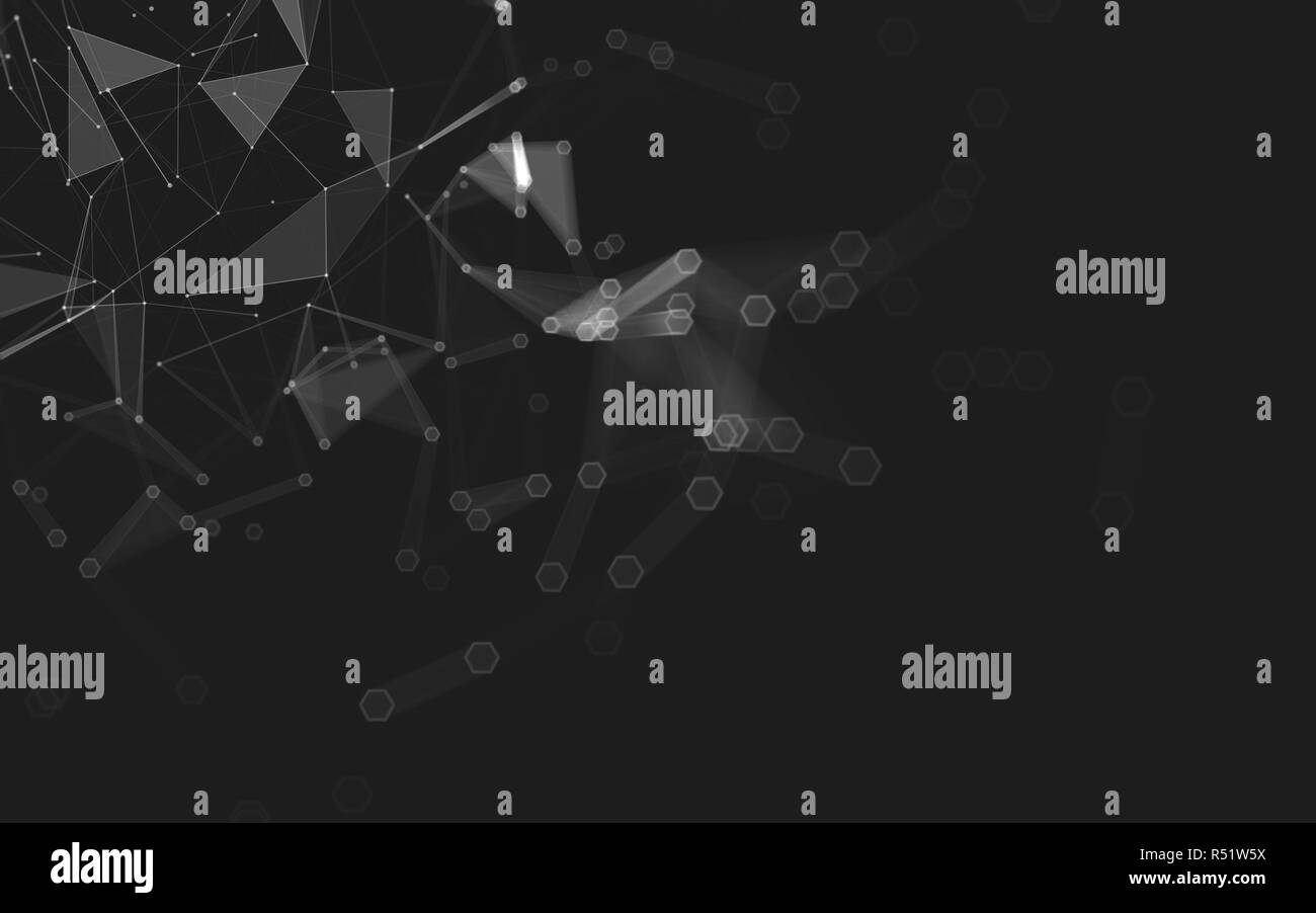 Abstract polygonal space low poly dark background, 3d rendering Stock ...