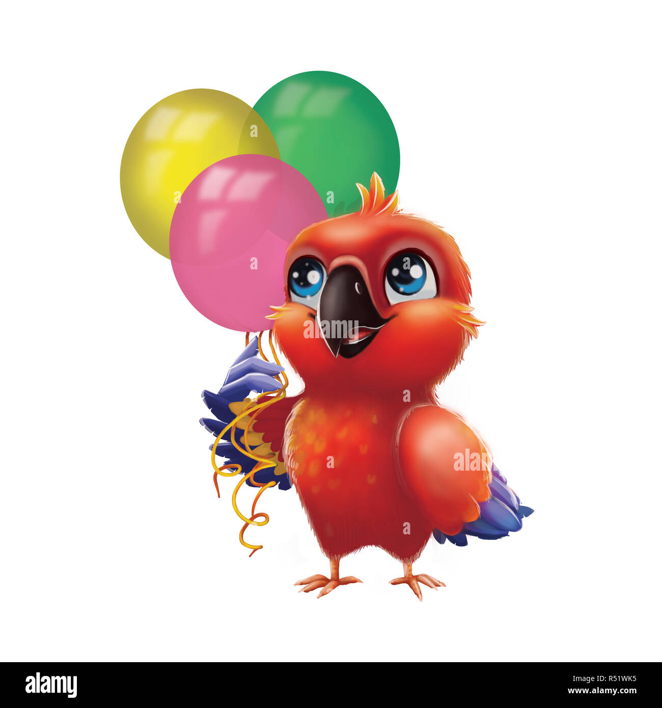 Cute Parakeet Parrot Party Balloons - Kids Happy Birthday Animated ...
