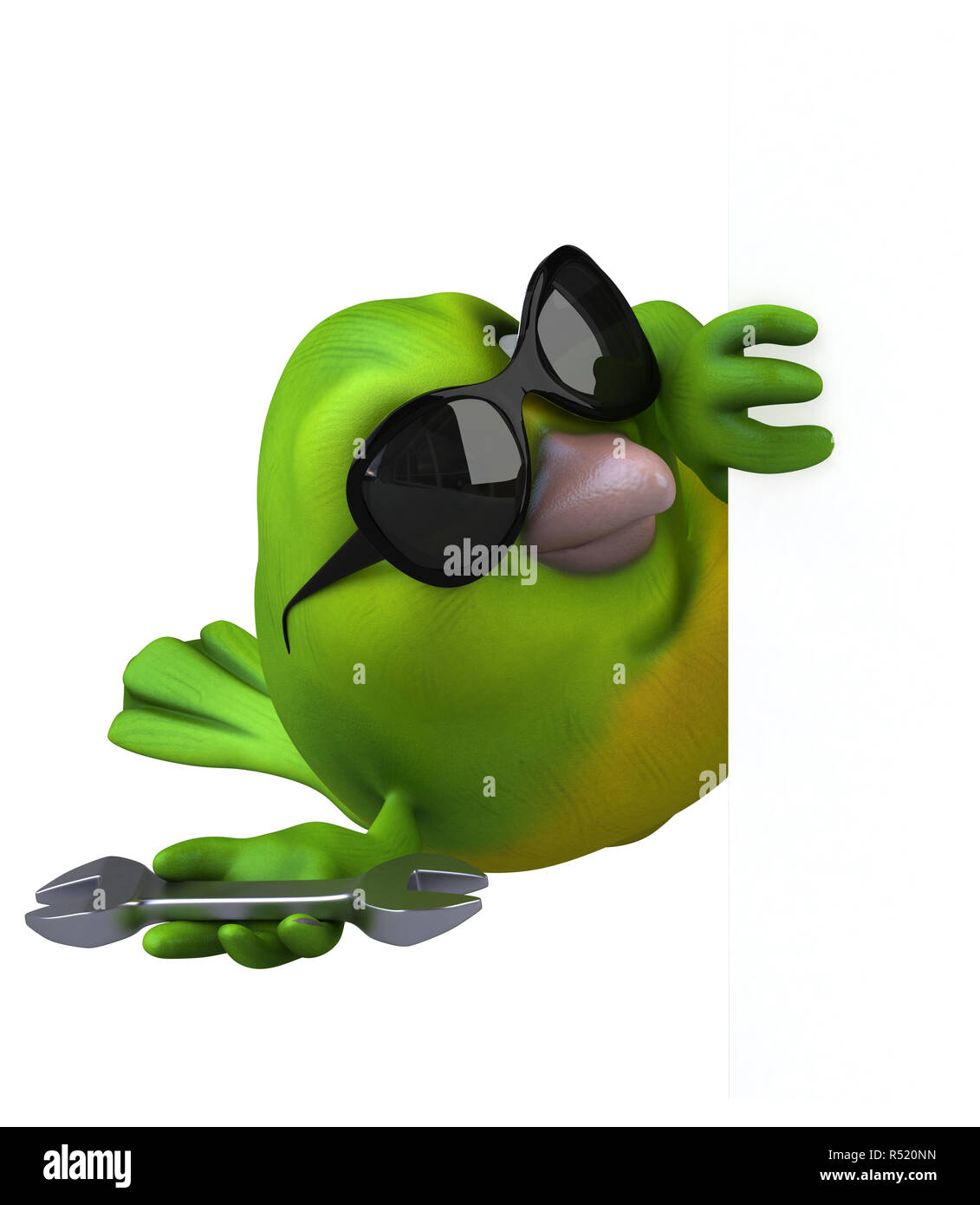 Fun green bird - 3D Illustration Stock Photo - Alamy