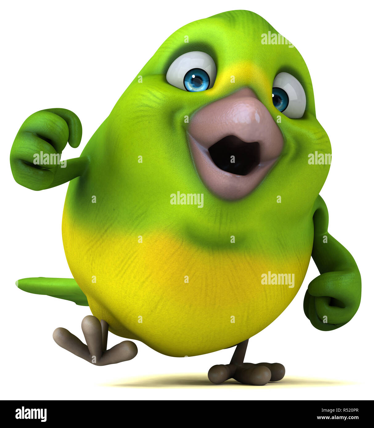 Fun green bird - 3D Illustration Stock Photo - Alamy