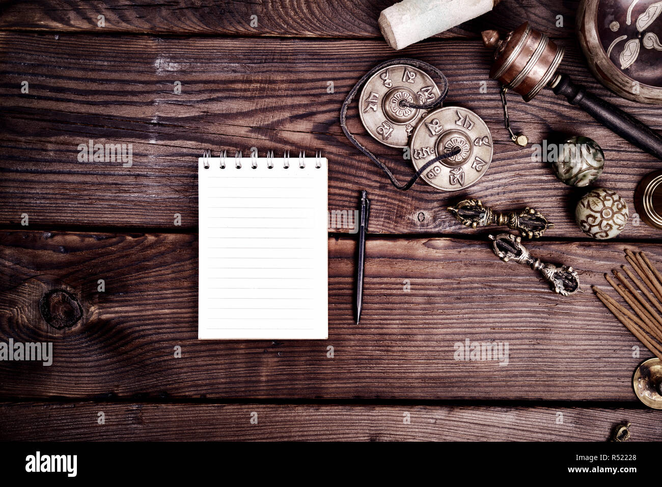 Religious tools for Buddhist practices Stock Photo - Alamy