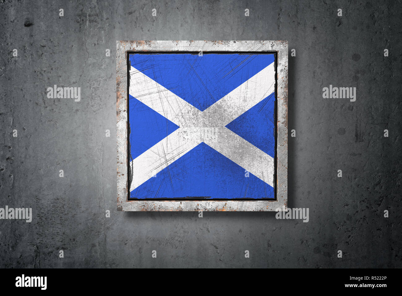 3d rendering of Scotland flag in a concrete wall Stock Photo - Alamy