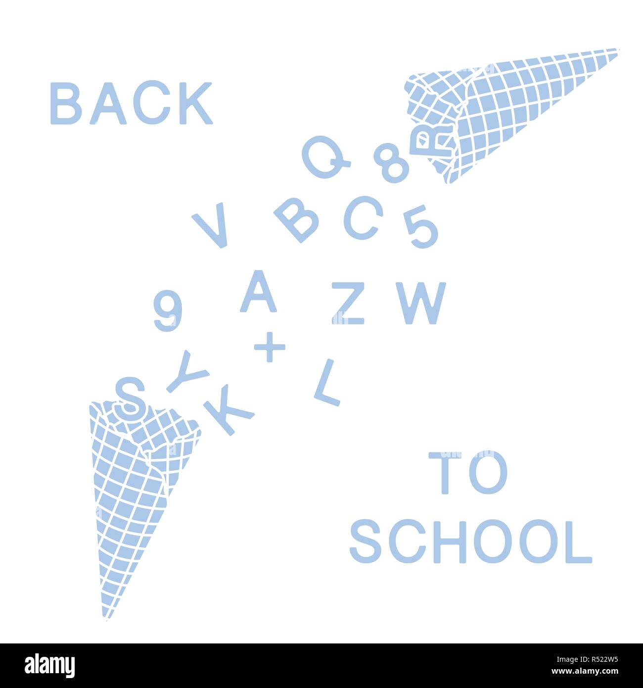 Back to school. Vector illustration with ice cream cones, letters ...