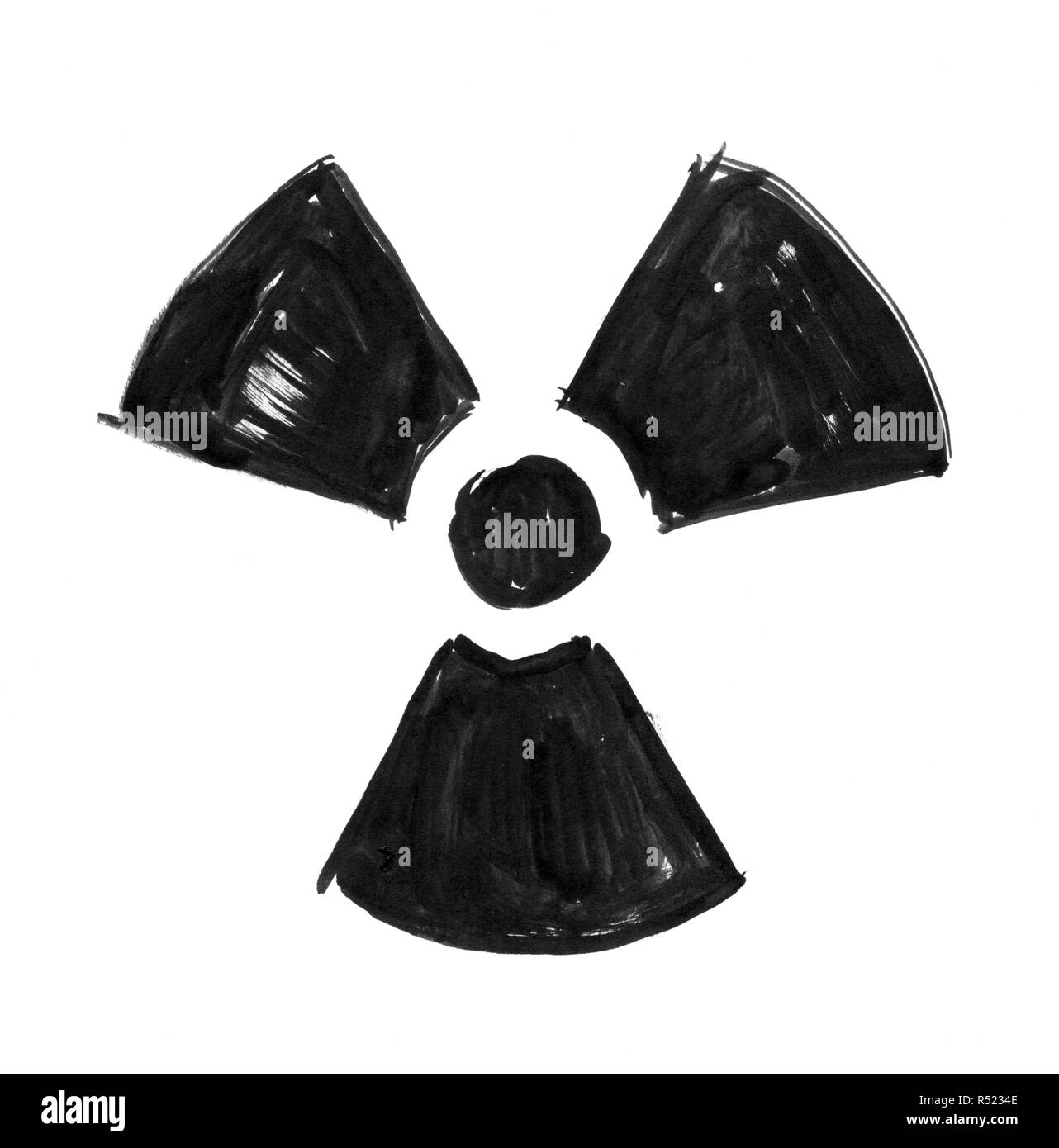 Black Ink Hand Drawing of Grunge Nuclear Radiation Symbol Stock Photo ...