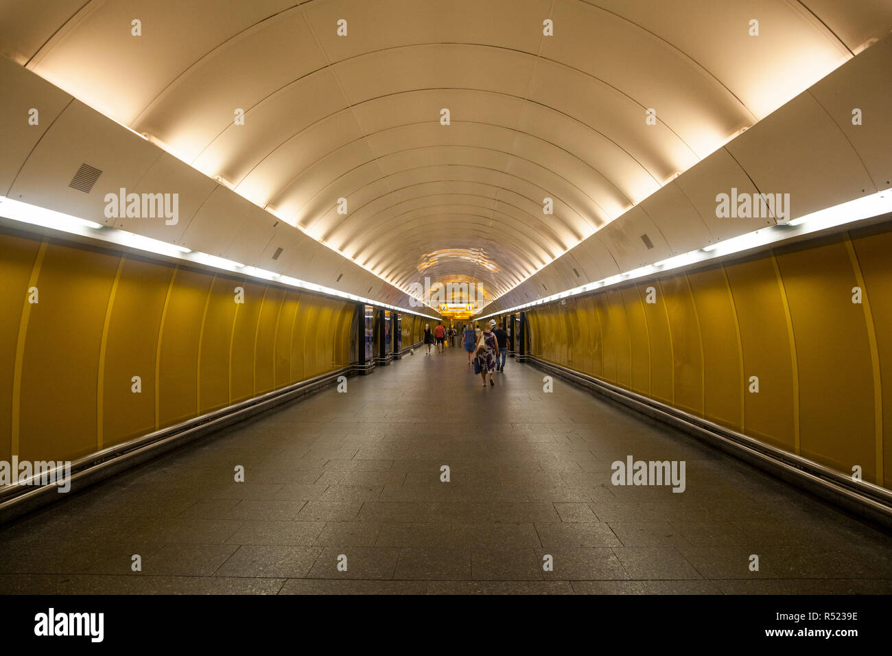 Prague, Czech republic - 14th July: A hallway in Prague underground ...
