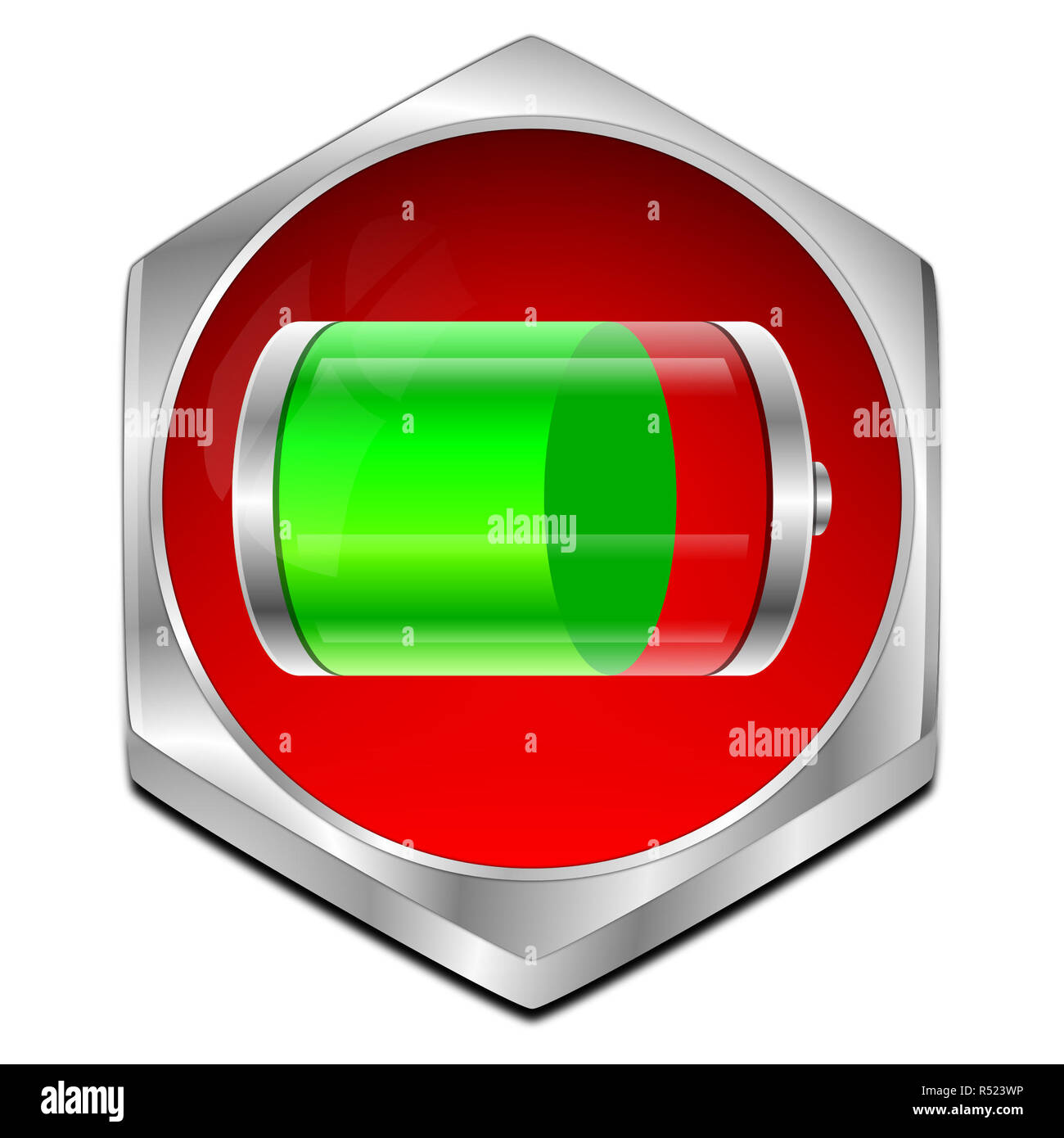 decorative red green Battery Button - 3D illustration Stock Photo - Alamy