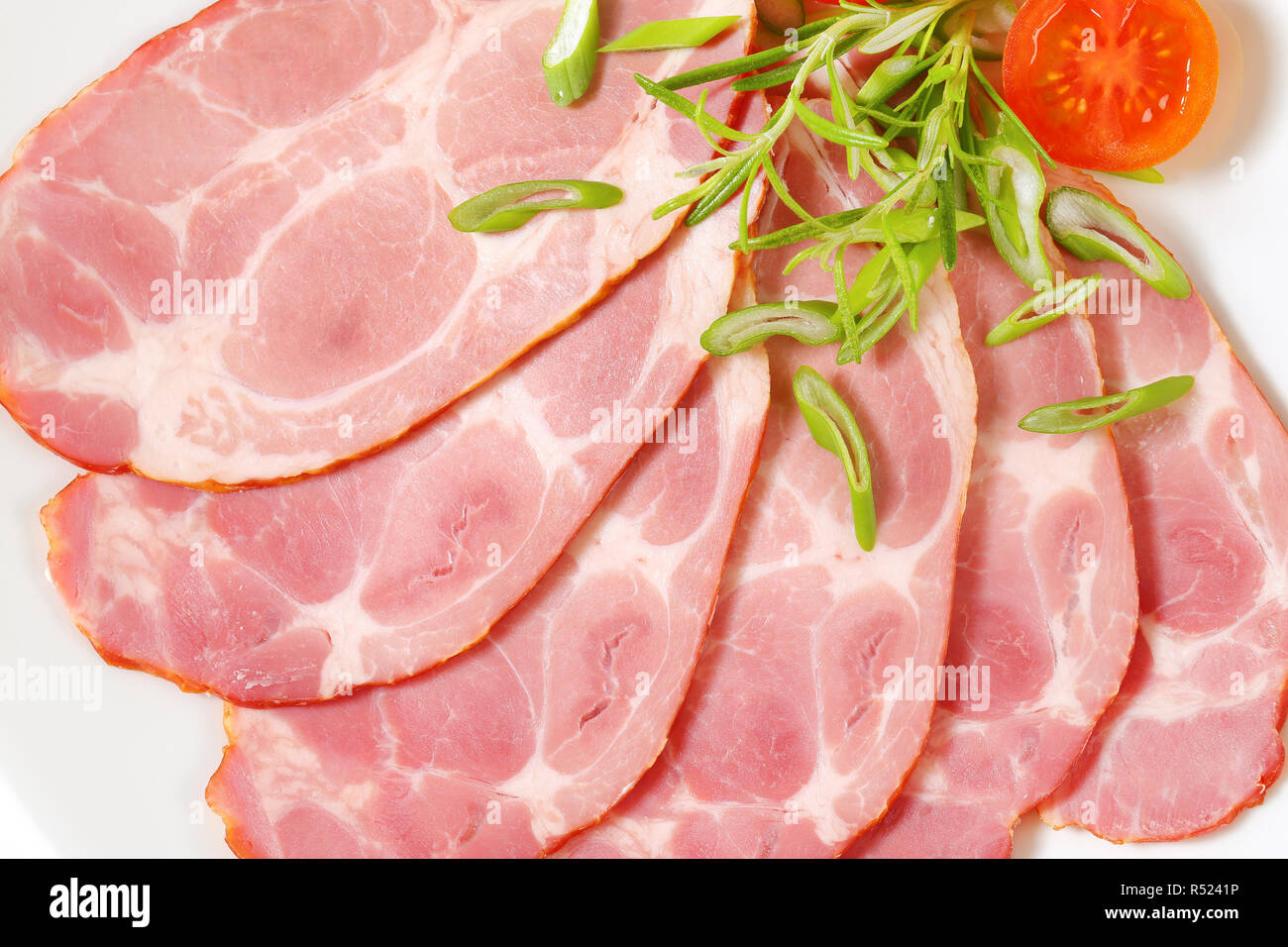 Thin sliced smoked pork neck Stock Photo - Alamy