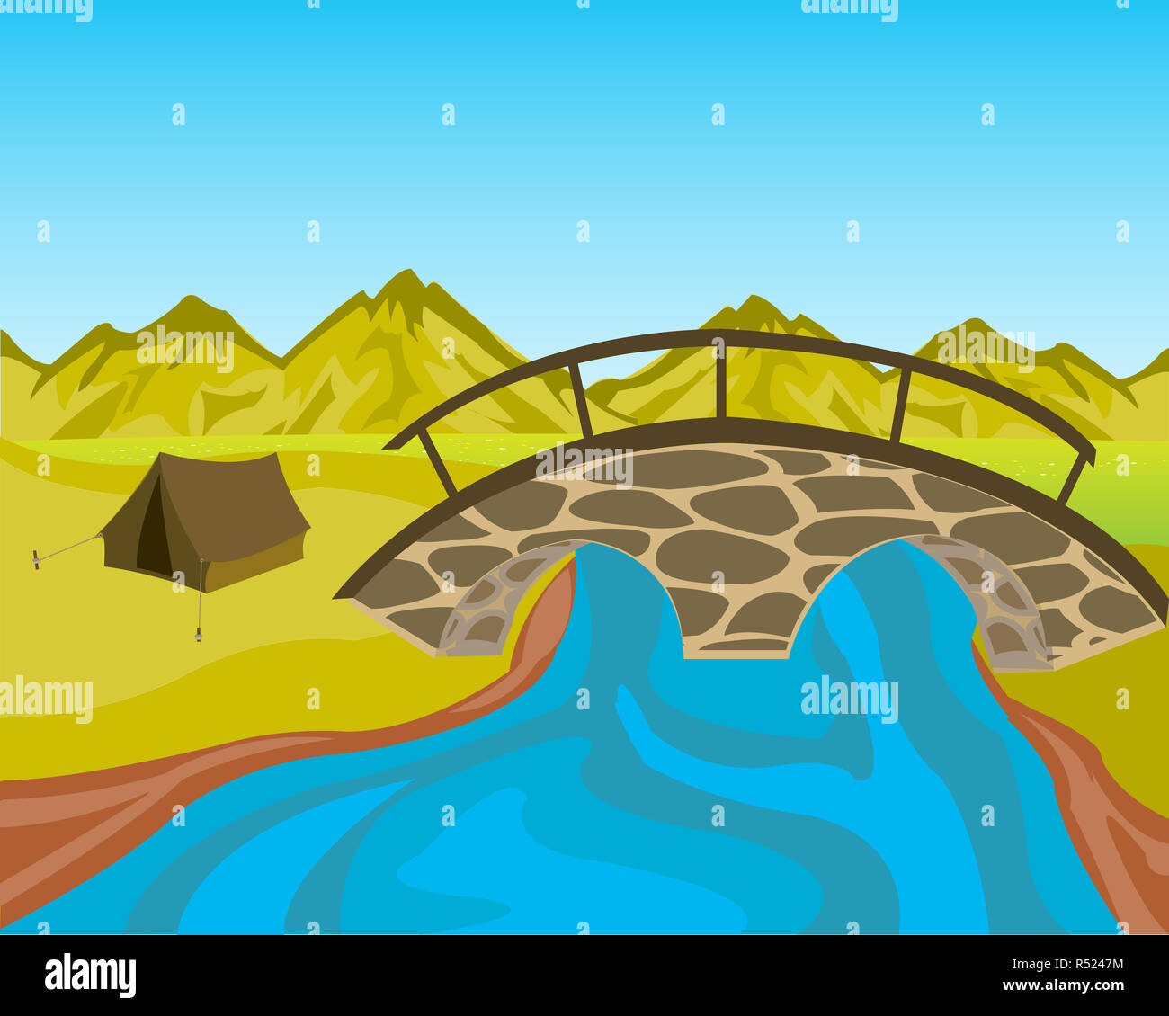 Bridge through river Stock Photo - Alamy