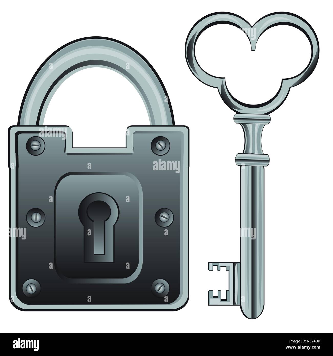 Metallic lock and key Stock Photo - Alamy