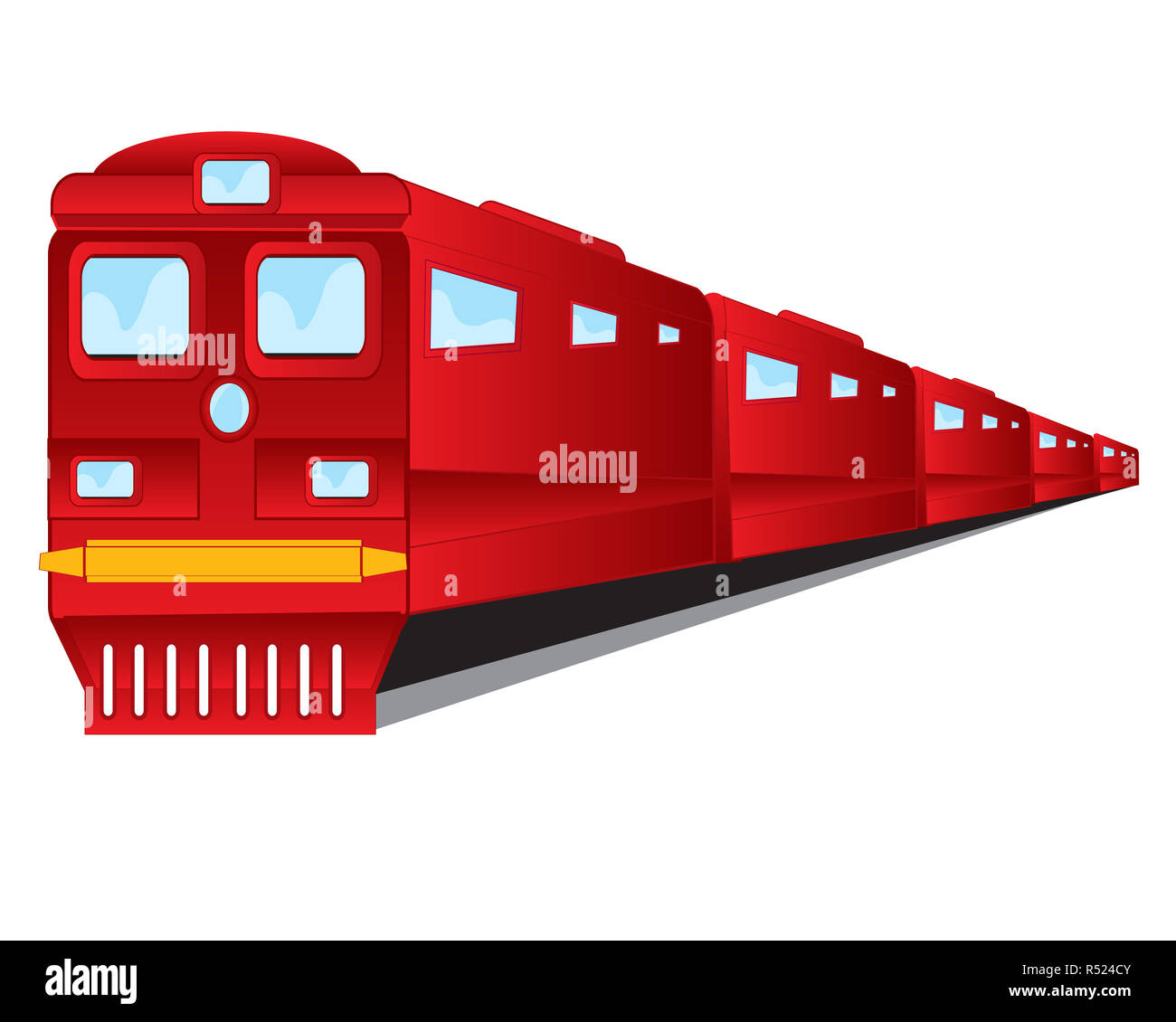 Train of the red colour on white background Stock Photo - Alamy