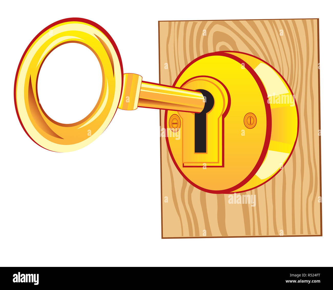Golden key in lock Stock Photo - Alamy