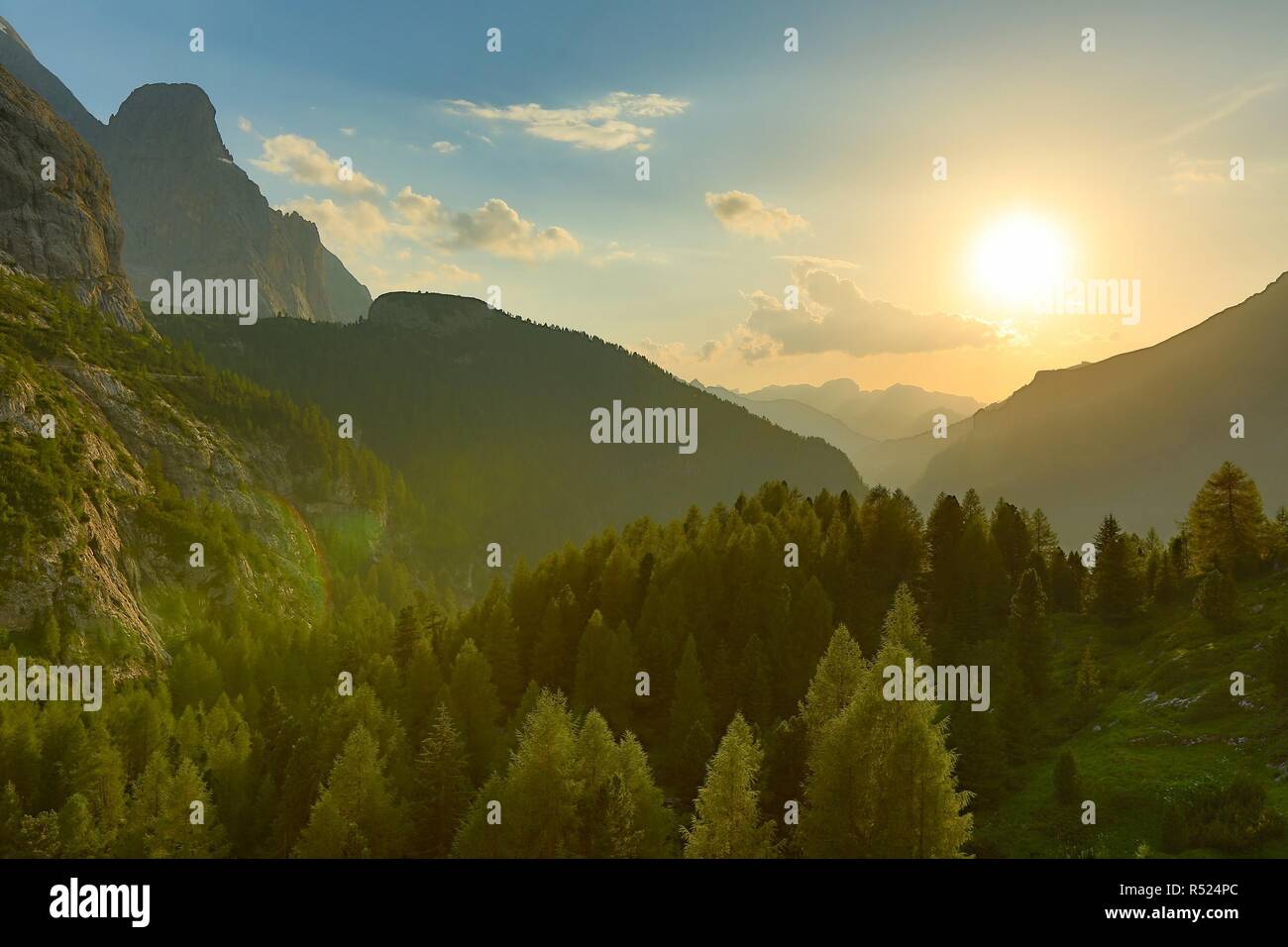 Alpine Sunset Falre Stock Photo - Alamy
