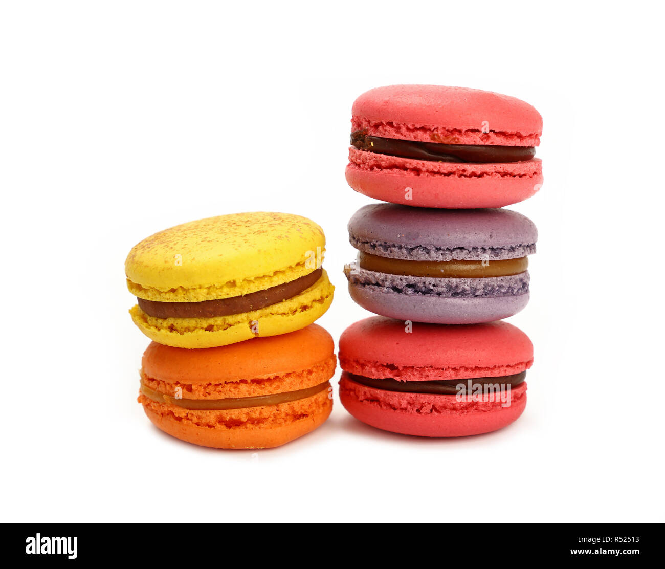 French sweet macaron cookies isolated on white Stock Photo - Alamy