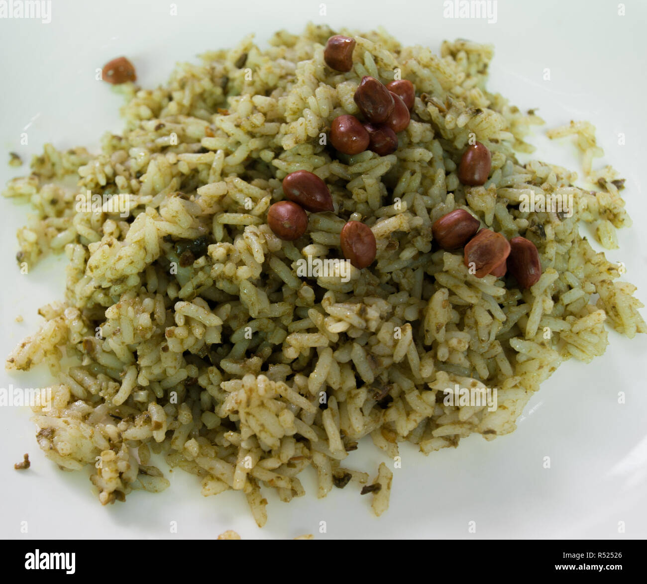 RICE STIR WITH LAHPET (PICKLED TEA LEAVES) TOPPING WITH FRIED PEANUTS ...