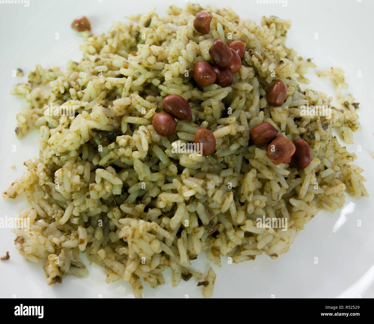 RICE STIR WITH LAHPET (PICKLED TEA LEAVES) TOPPING WITH FRIED PEANUTS ...