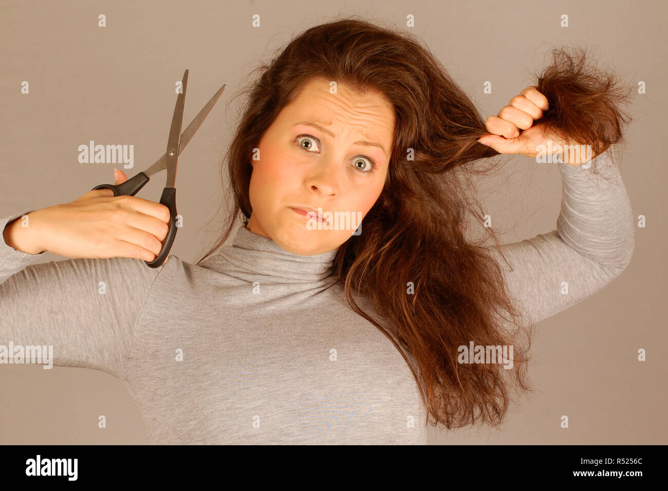 Woman hairdresser scared hi-res stock photography and images - Alamy