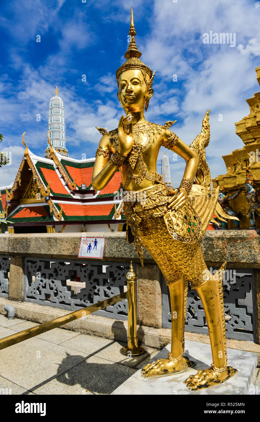 Golden statue of half-bird half-woman at the grand palace Bangkok from ...