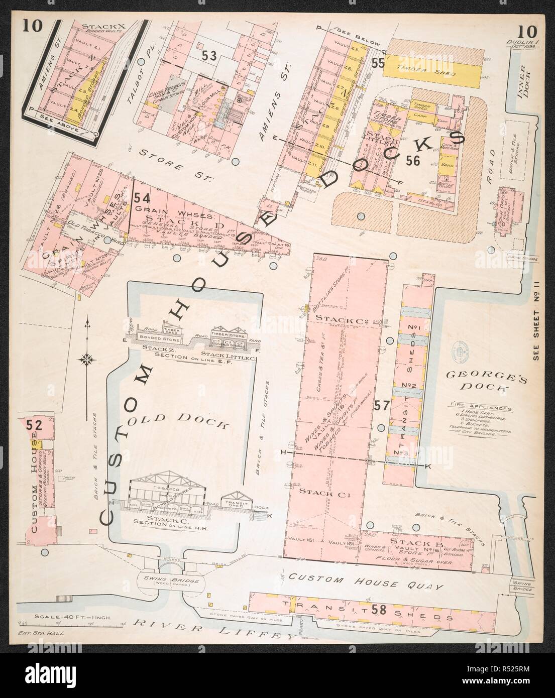 Section of an insurance Plan of the City of Dublin, showing the area of ...