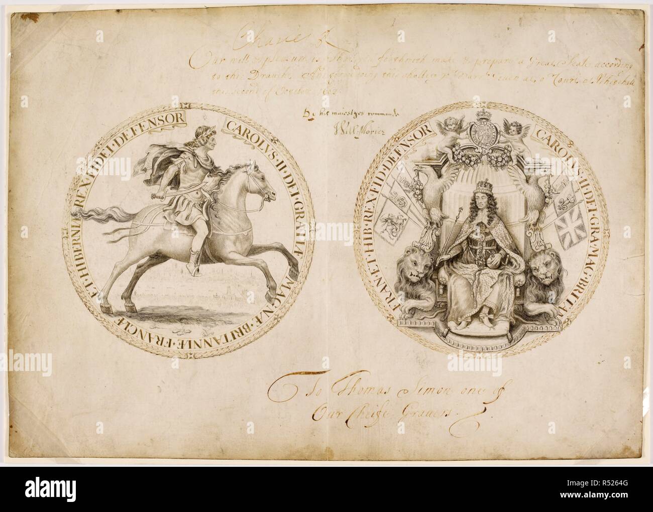 Great Seal of Charles II: warrant of Charles II issued by Sir William ...