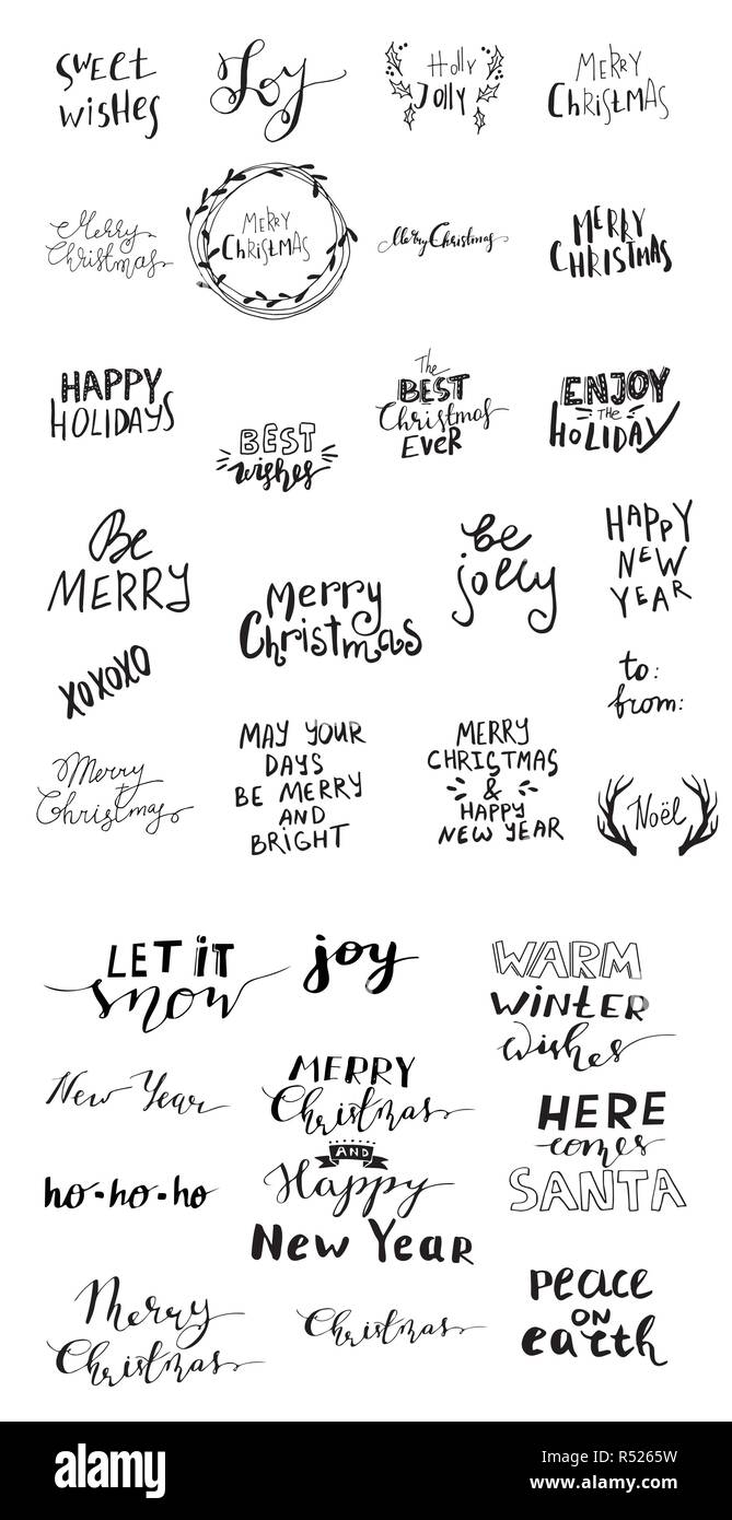 Set of Christmas lettering handwritten Stock Vector Image & Art - Alamy