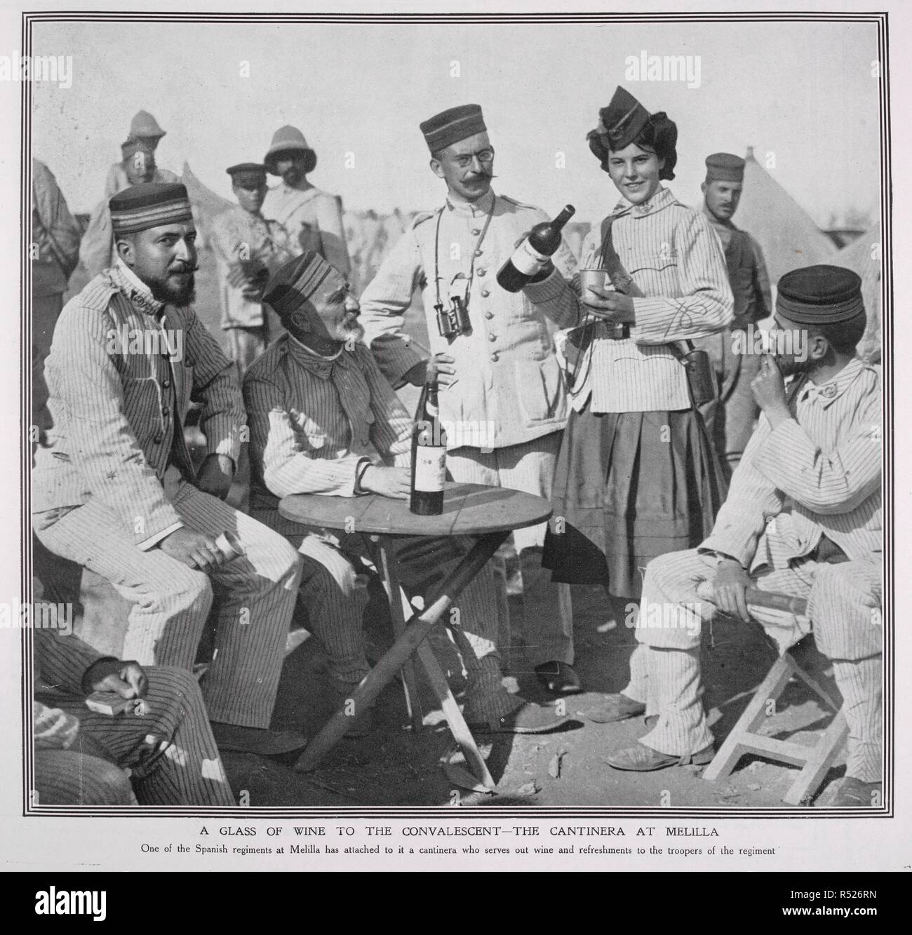 'A glass of wine to the convalescent - the cantinera at Melilla'. One ...