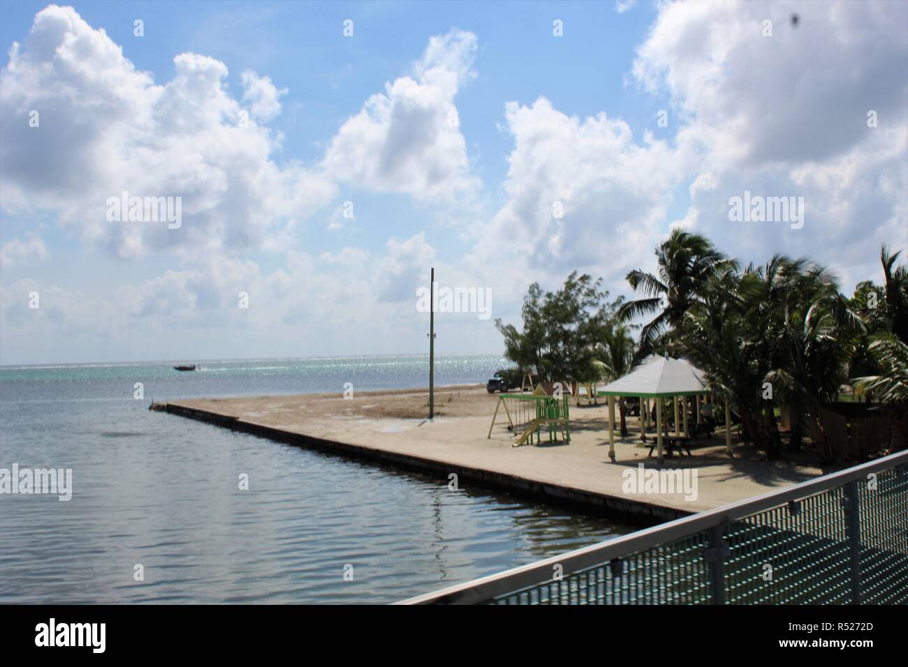 Only public beach on Ambergris Caye, Belize Stock Photo - Alamy