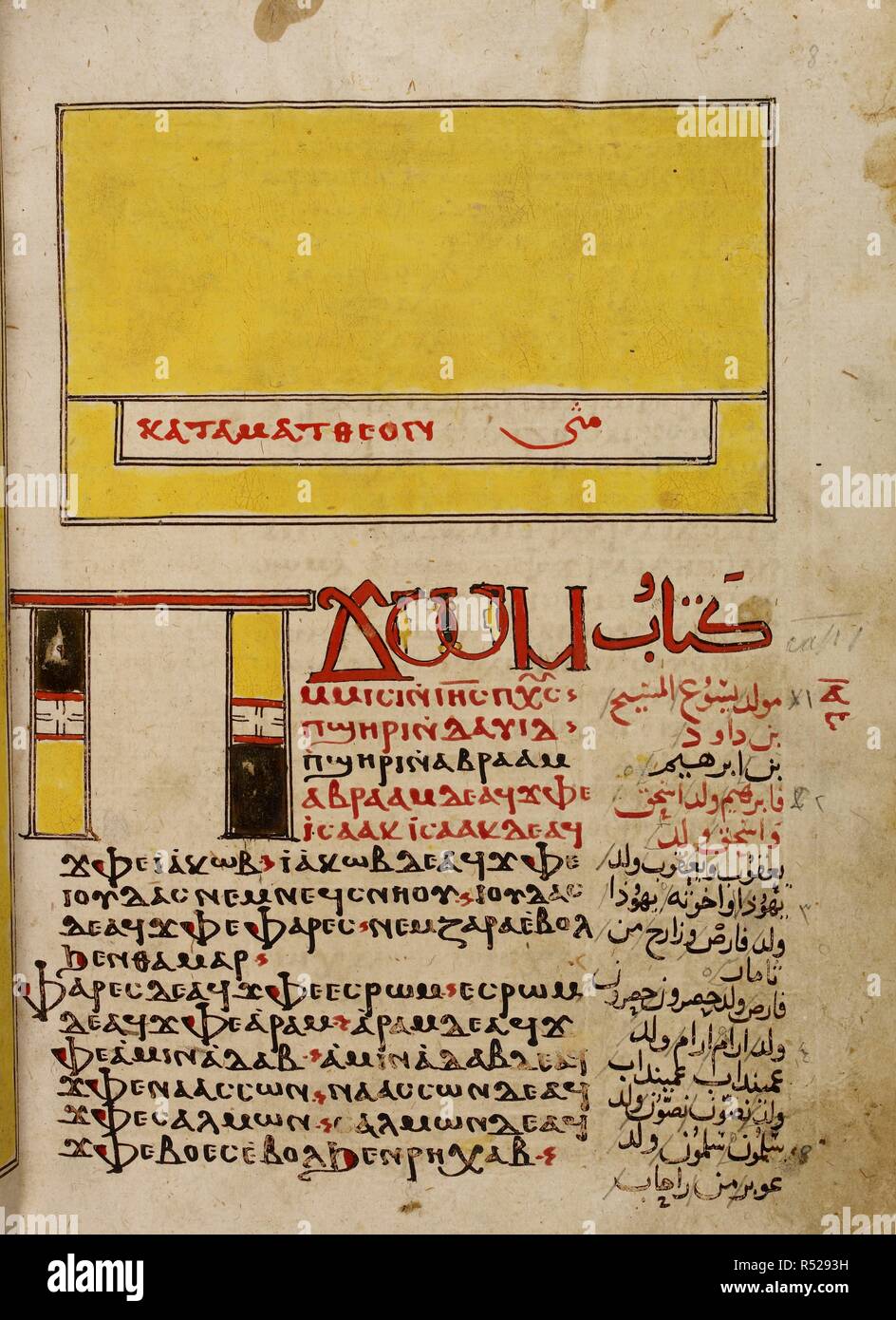 St Matthew's Gospel. The Four Gospels. Cairo, 1308. The title page to ...