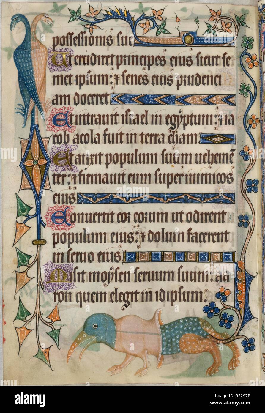 Psalm 104; grotesques. Luttrell Psalter. England [East Anglia]; circa ...