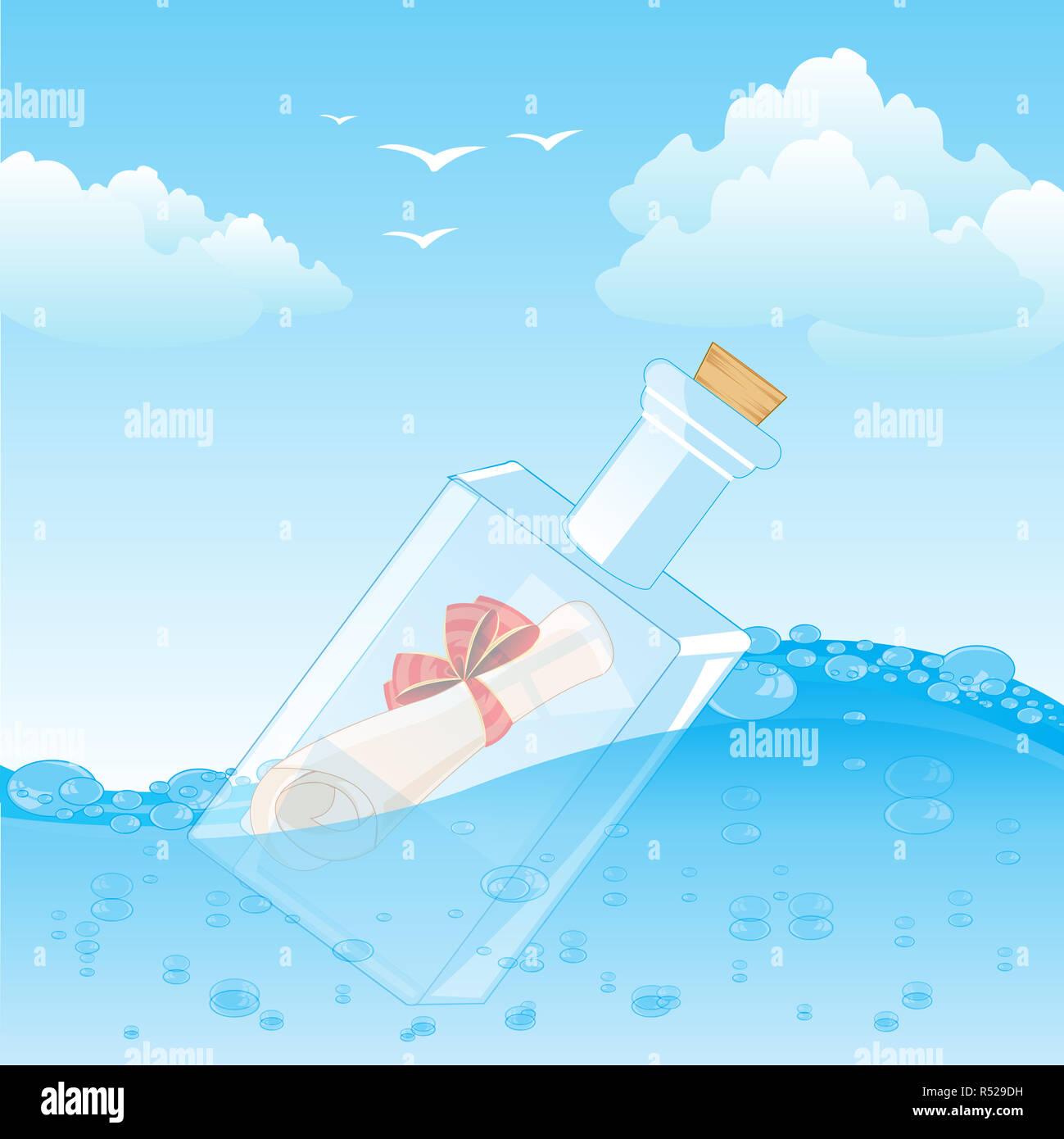 Bottle with note in ocean Stock Photo - Alamy