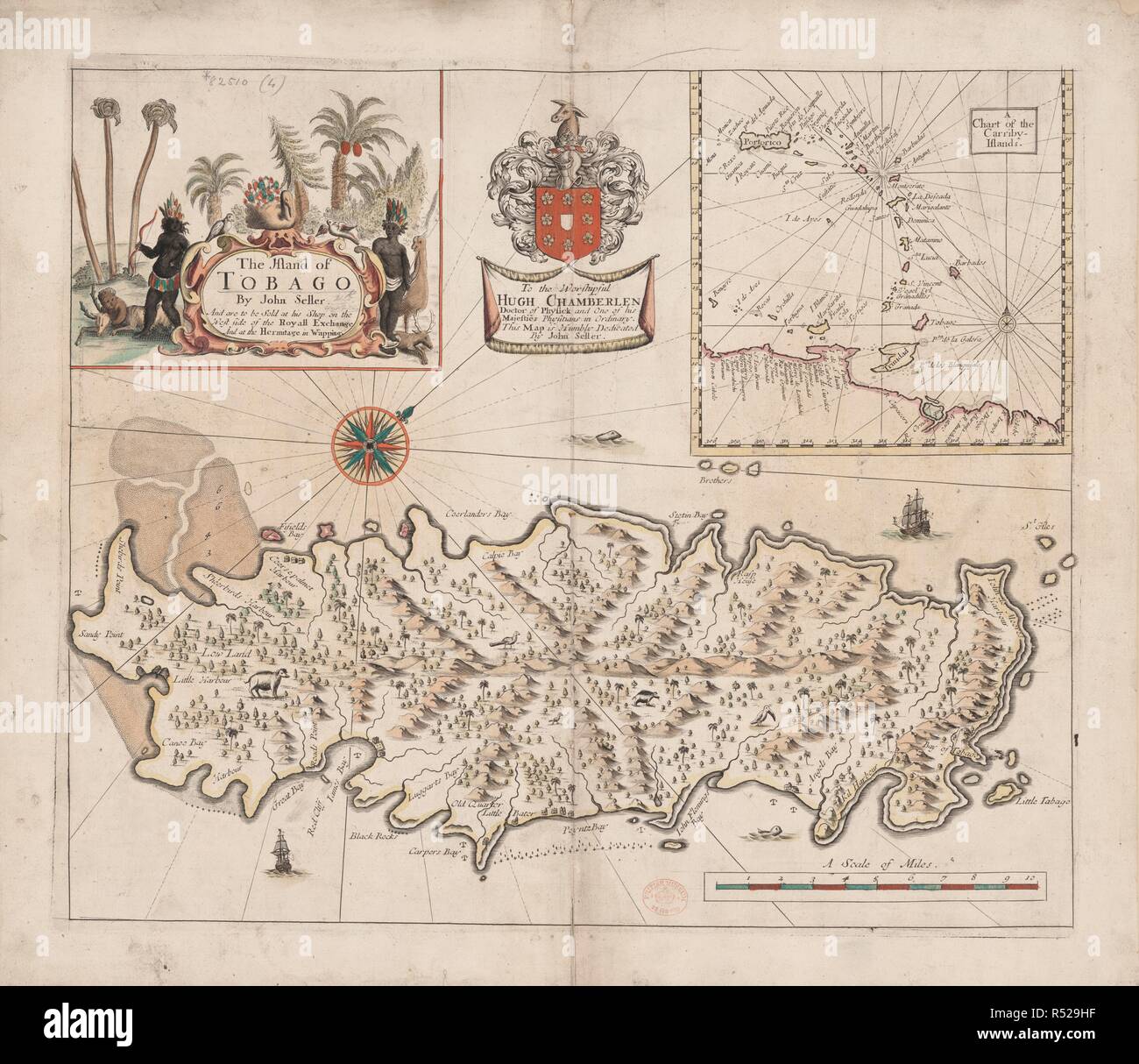 Tobago. [The Island of Tobago. By J. Seller, etc. (A Chart. [1688]. Map ...