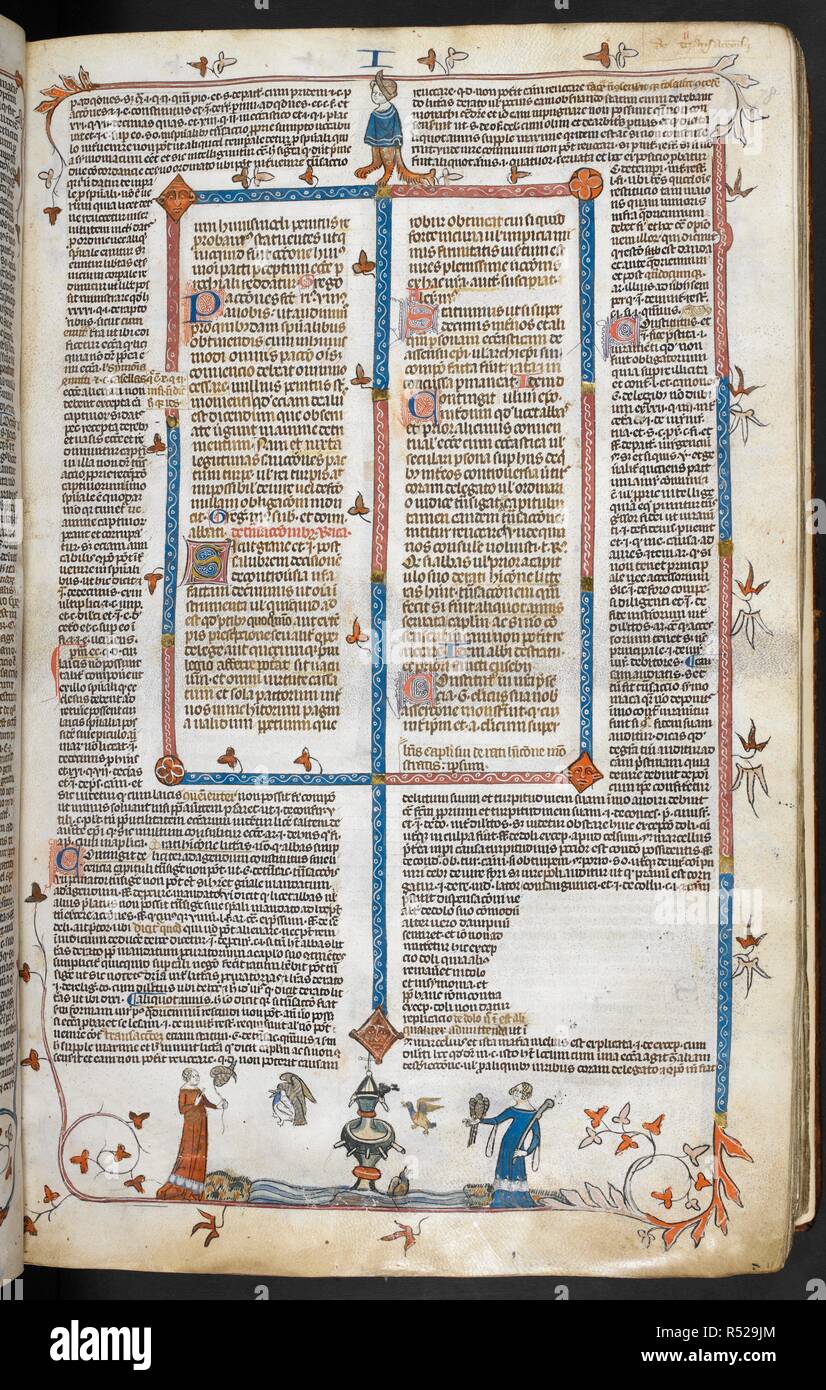 A bas-de-page scene of two women with hawks catching ducks. Decretals ...