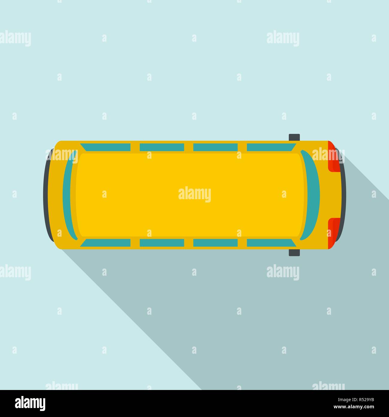 Top view school bus icon. Flat illustration of top view school bus ...