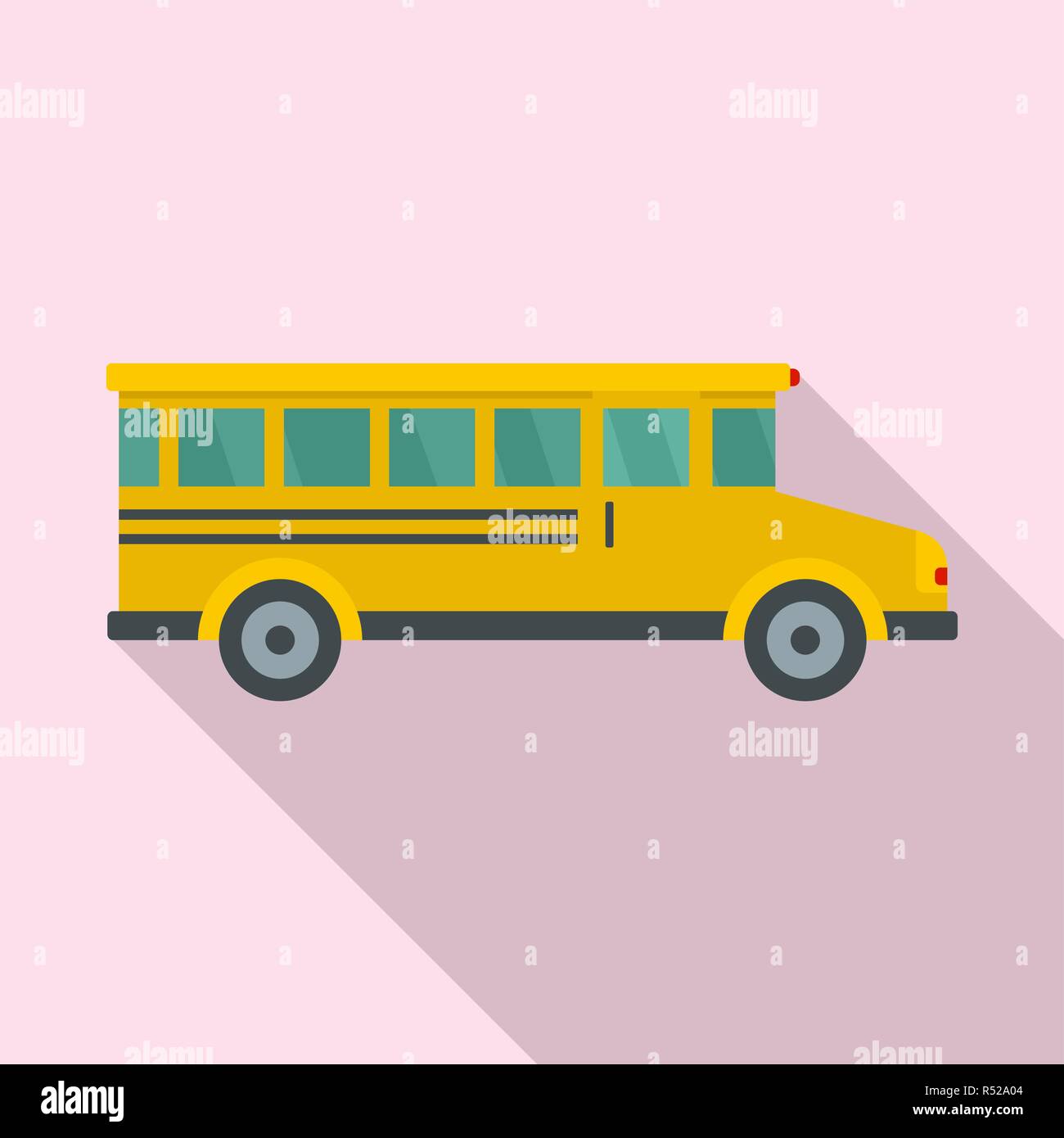 Side view of school bus icon. Flat illustration of side view of school ...