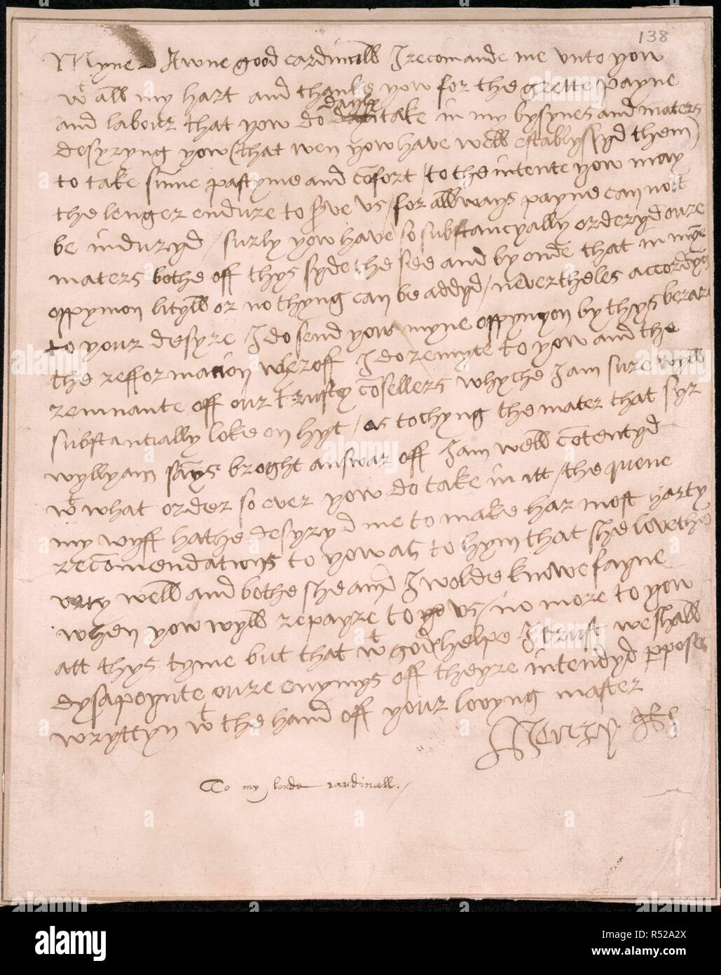 Letter of Henry VIII. [Whole folio] Undated autograph letter of King ...