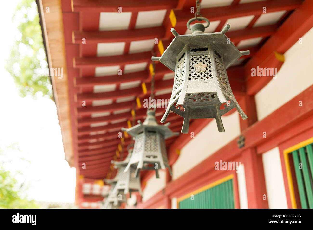 Japanese temple and lantern Stock Photo - Alamy
