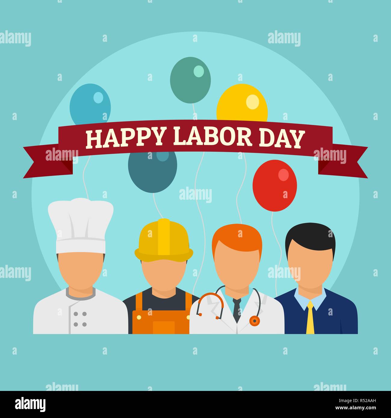 Happy labor day holiday background. Flat illustration of happy labor ...