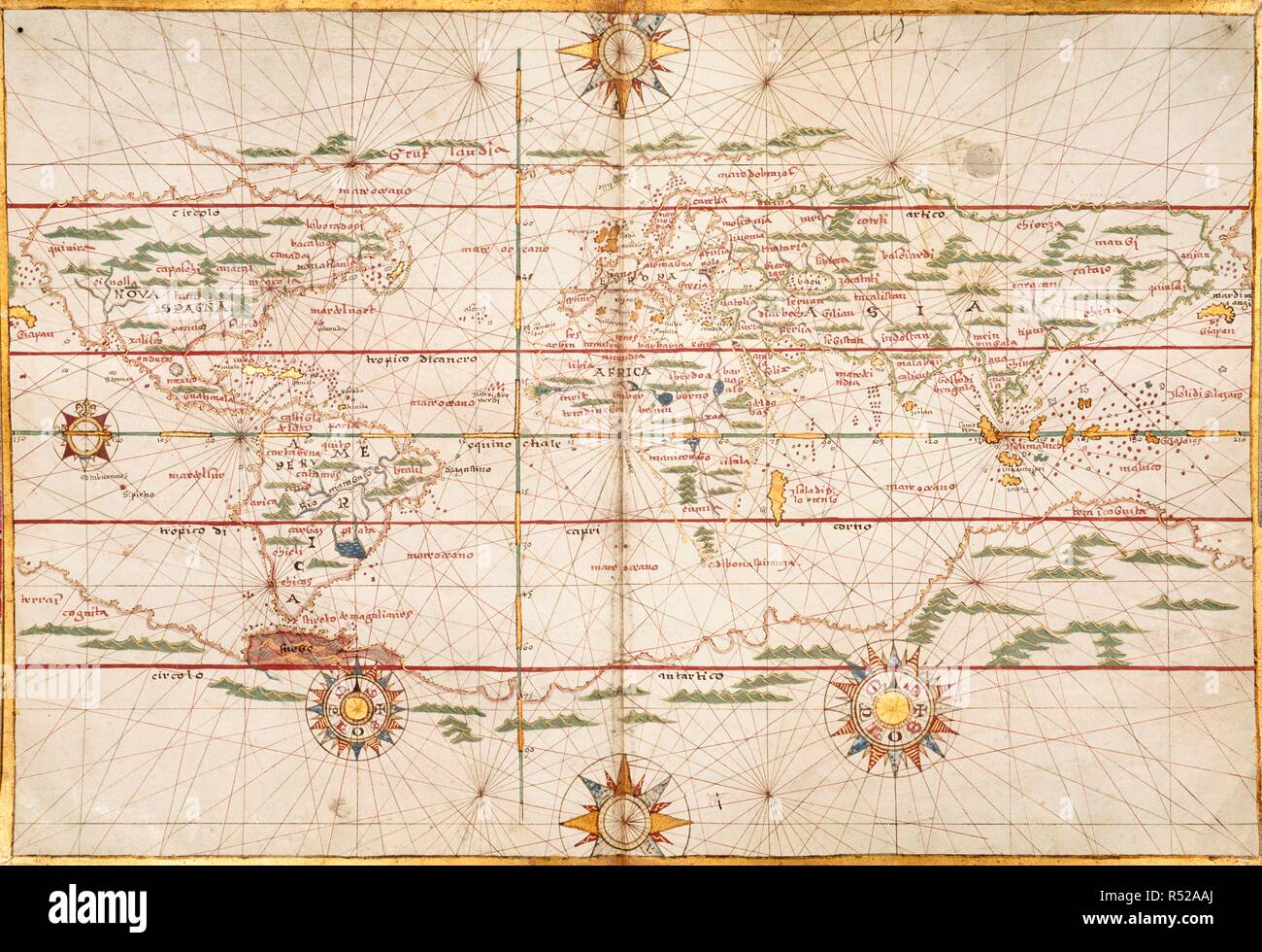 Map of the world. Portolano. Italy; 1578. Source: Harley 3450, No. 1 ...