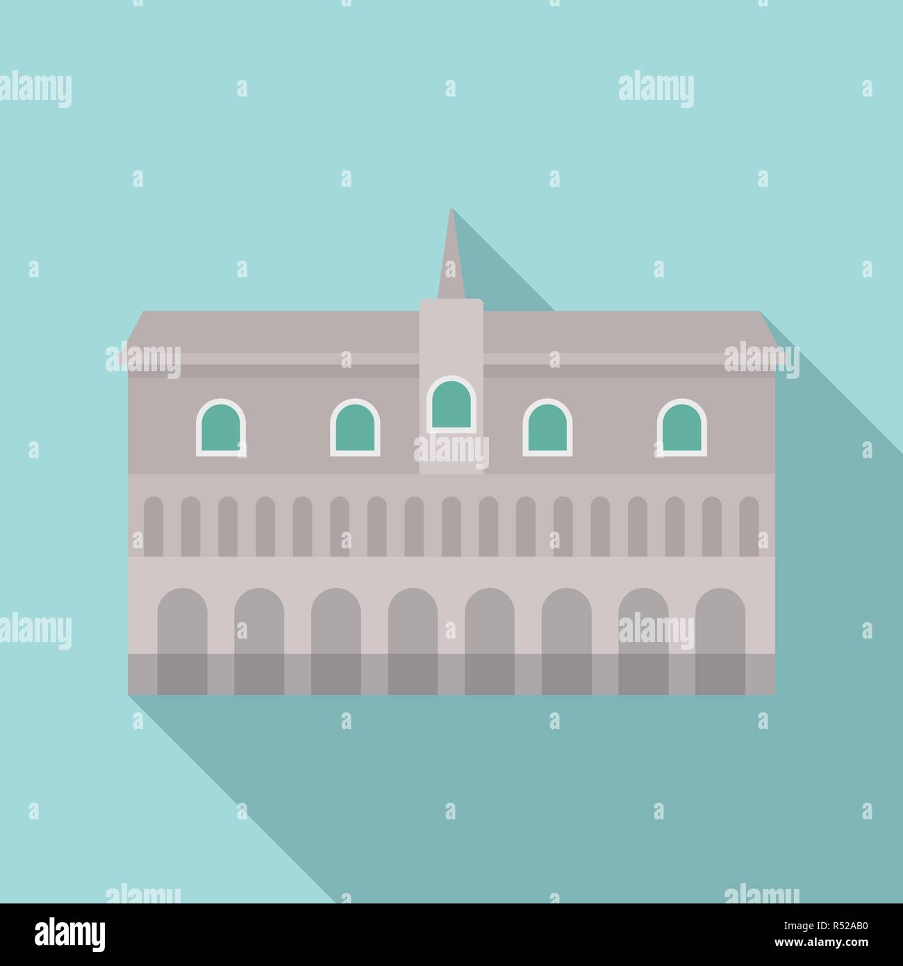 Historical building in city icon. Flat illustration of historical ...