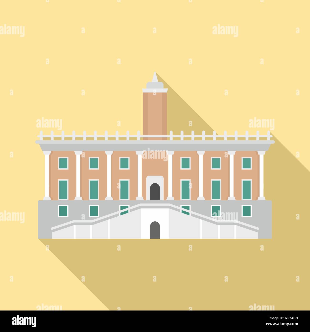 Historical european building in city icon. Flat illustration of ...