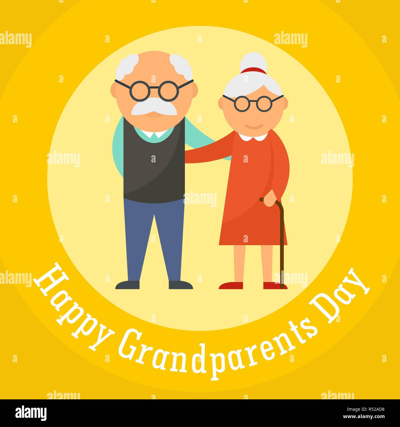 Happy grandparents day background. Flat illustration of happy ...