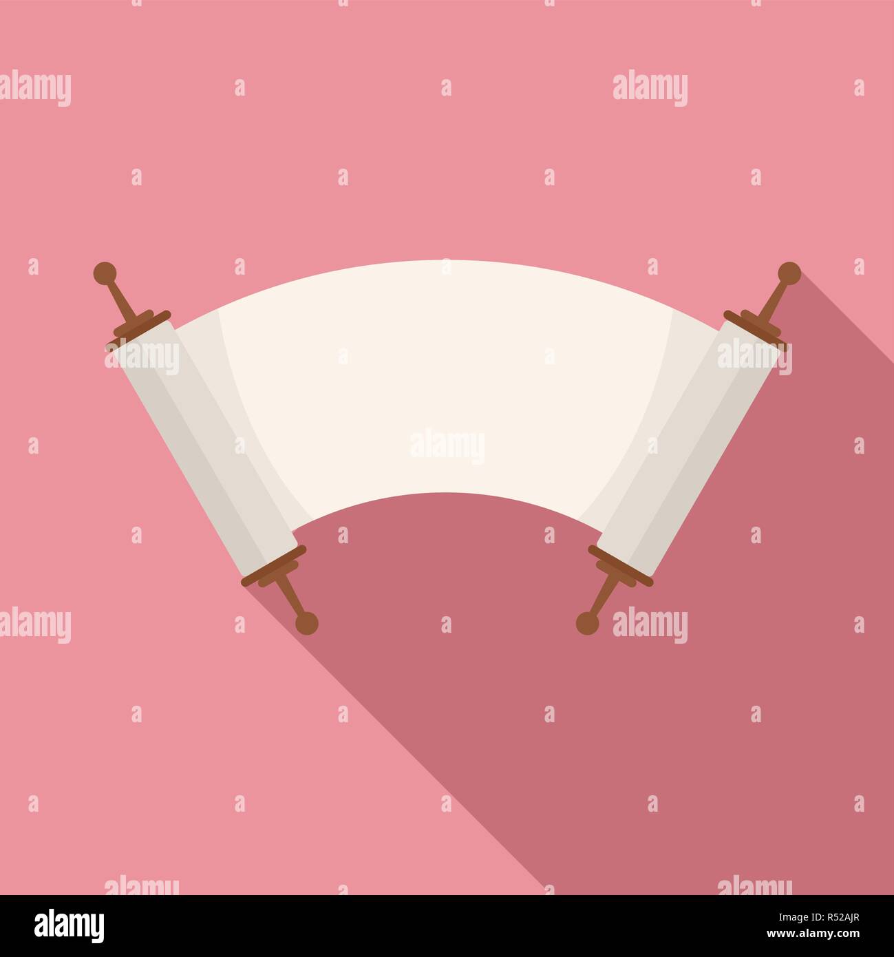 Old open rolled papyrus icon. Flat illustration of old open rolled ...