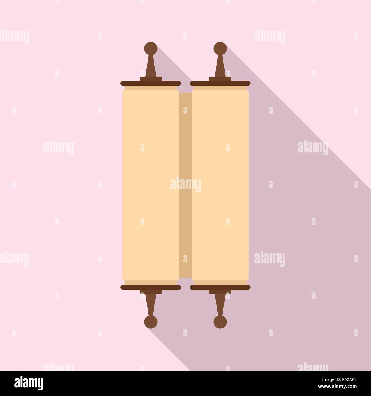 Closed ancient rolled papyrus icon. Flat illustration of closed ancient ...