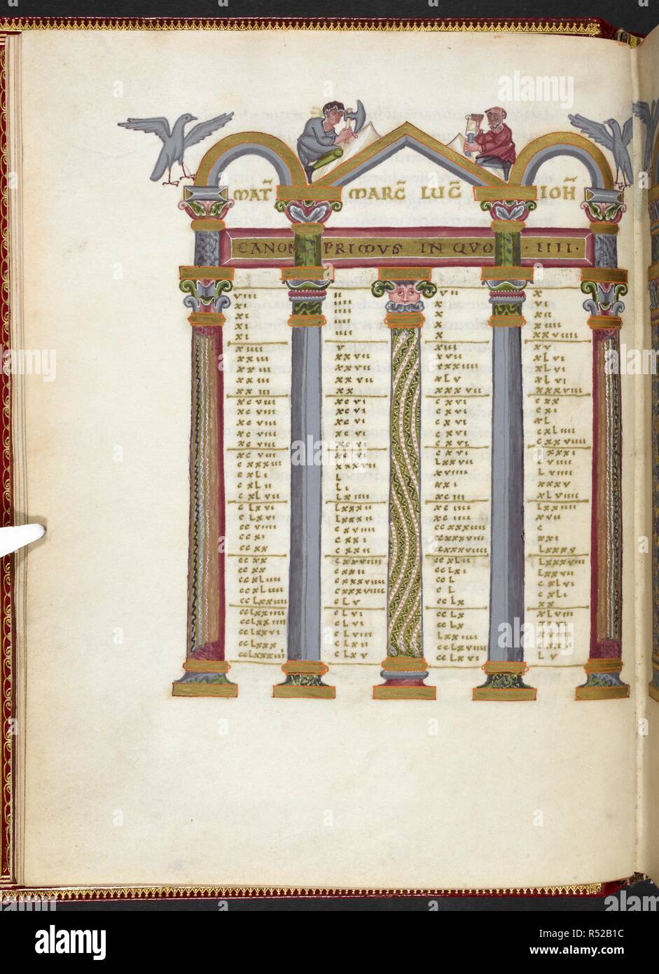 Canon tables in colours and gold. Canon table with columns surmounted ...