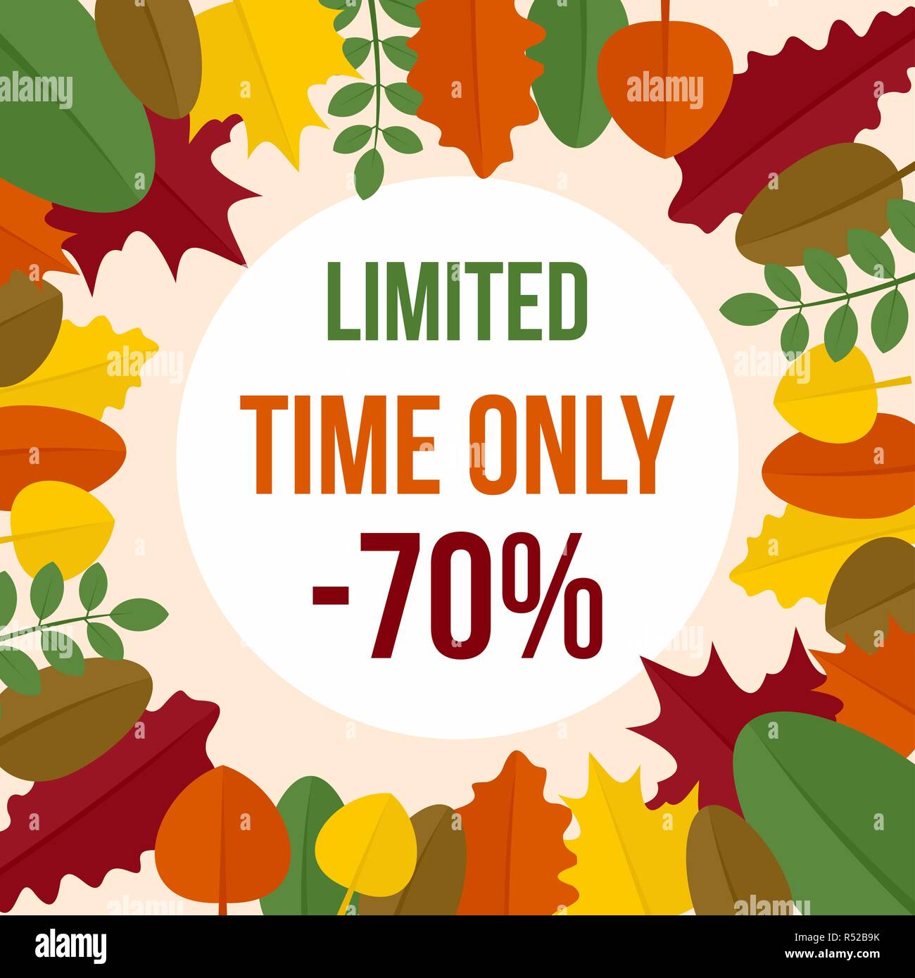 Promotion autumn limited time sale background. Flat illustration of ...