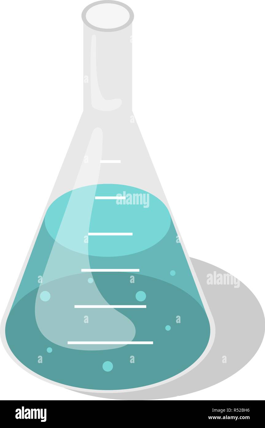 Chemistry glass transparent flask icon. Isometric of chemistry glass ...