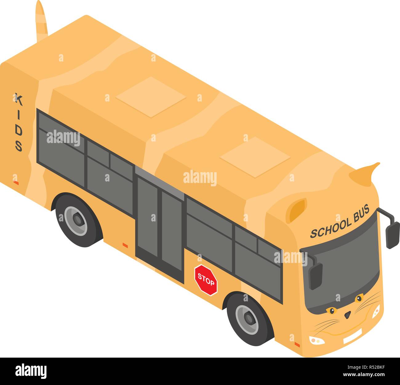 Cat school bus icon. Isometric of cat school bus vector icon for web ...