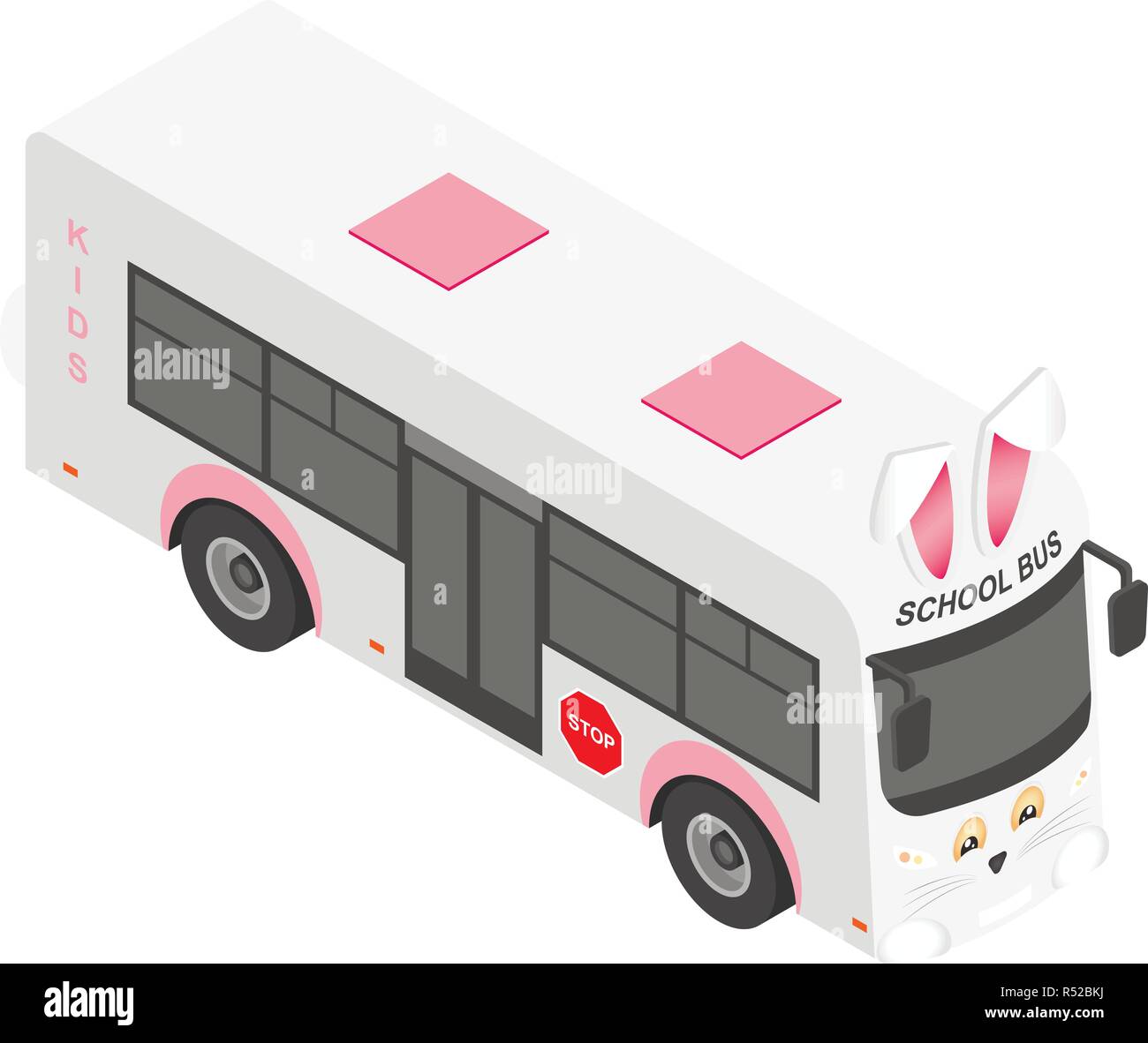 Rabbit school bus icon. Isometric of rabbit school bus vector icon for ...