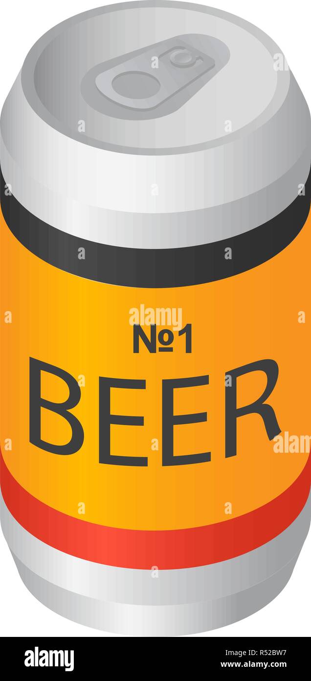 Number one beer can icon. Isometric of number one beer can vector icon ...